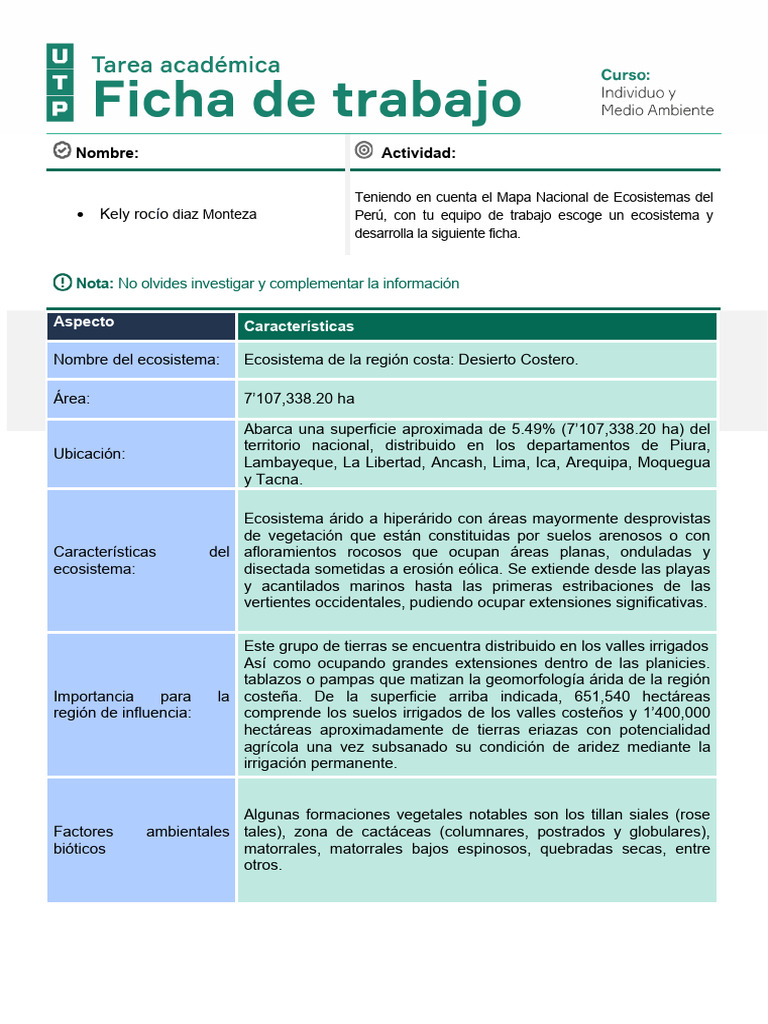 Kely Rocio Diaz Monteza TS2 | PDF | Herbívoro | Desierto
