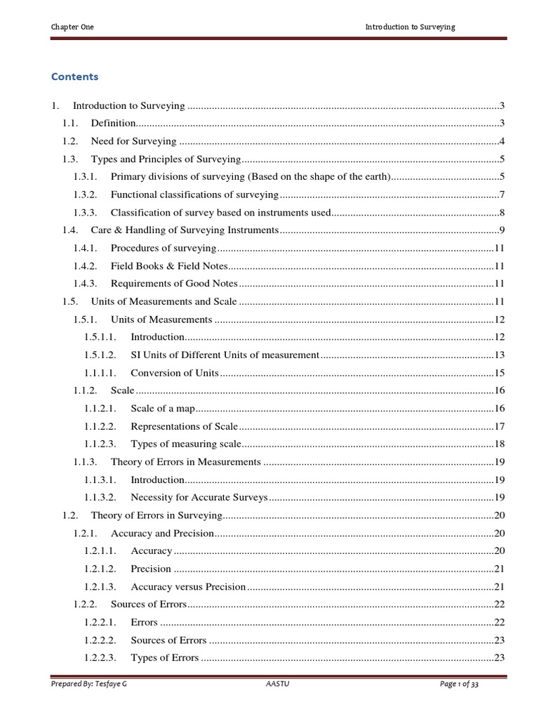 Hand Out For Surveying CEng - 2108 - Chapter 1 | Download Free PDF | Surveying | Accuracy And ...