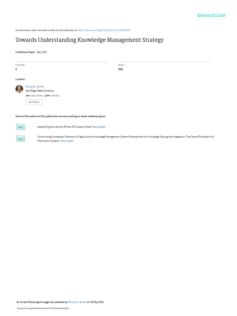 Article 3 - Towards Understanding Knowledge Management Strategies | PDF | Knowledge Management ...