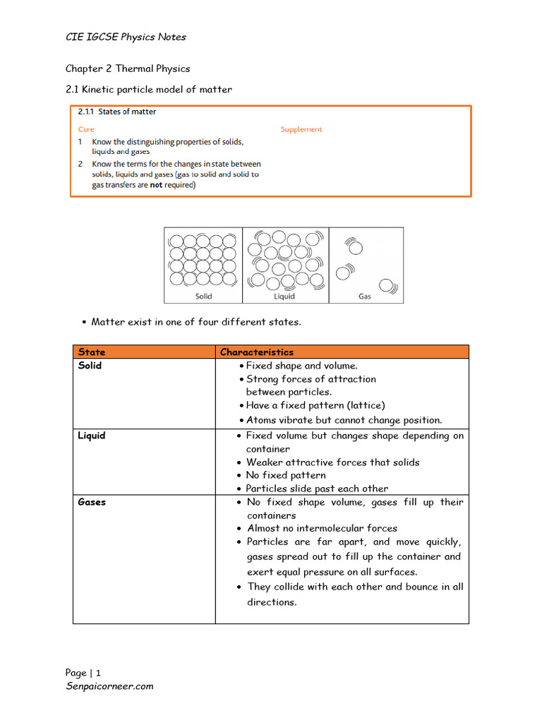 Cie Igcse Physics Chapter 2 2023 Onw Download Free Pdf Gases Temperature
