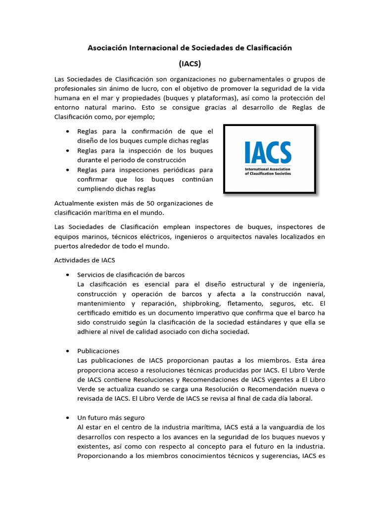 Asociación Internacional de Sociedades de Clasificación | PDF