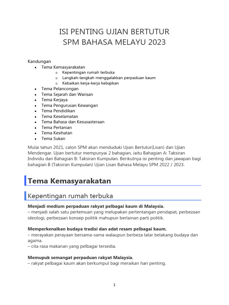 Isi Penting Ujian Bertutur | PDF