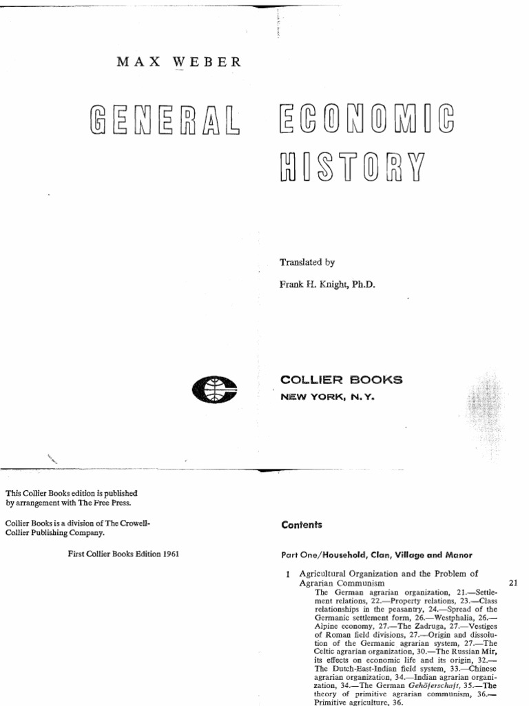 Max Weber-General Economic History (1961) | PDF