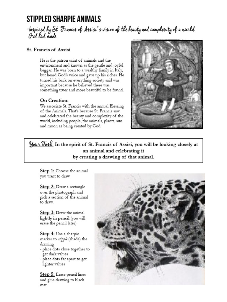 Stippled Sharpie Animals Inspired by St. Francis of Assisi (ASGN ...