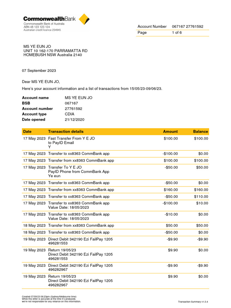 Transaction Summary | PDF | Debits And Credits | Business Economics