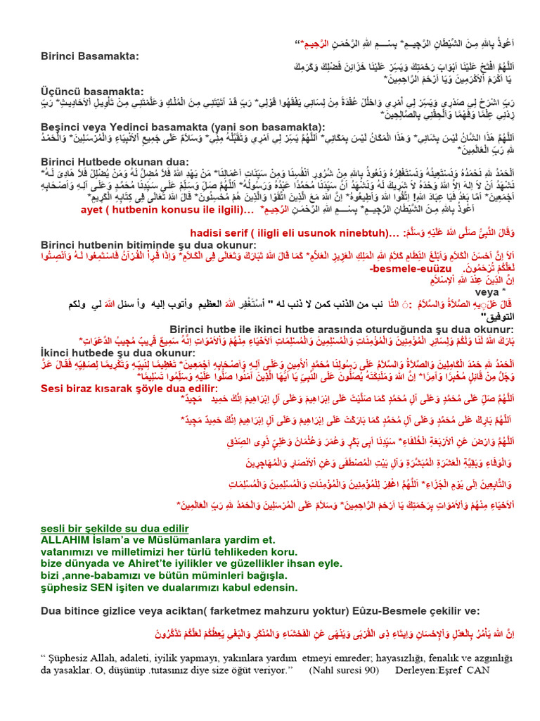 HUTBE DUASI KISA Kısacık | PDF