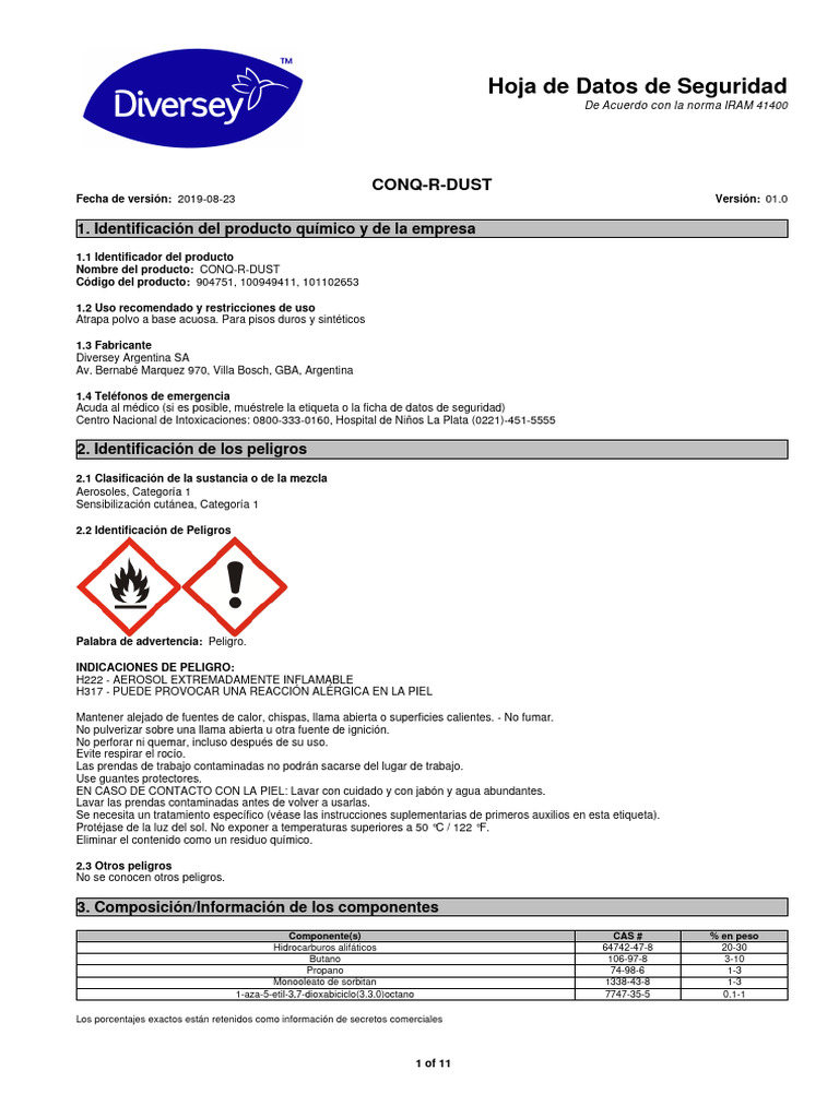 038 MSDS CONQ-R-DUST Ecológico (Magnetizador de Polvo) 5L | PDF | Agua ...