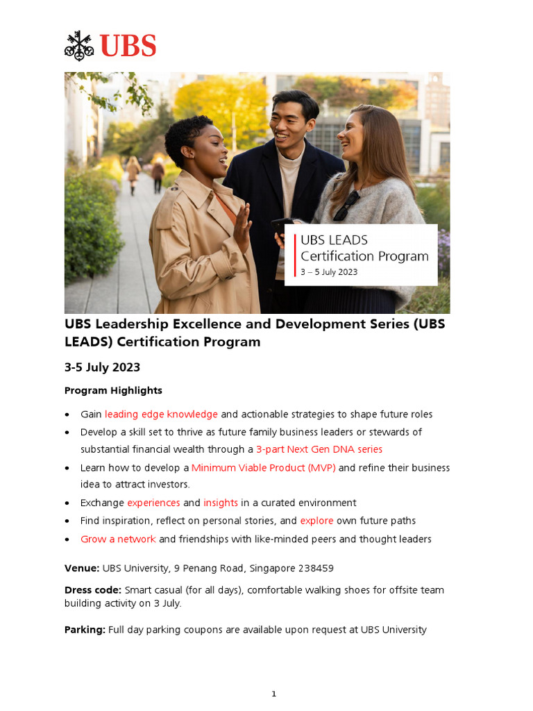 UBS LEADS Certification Program 2023 | PDF