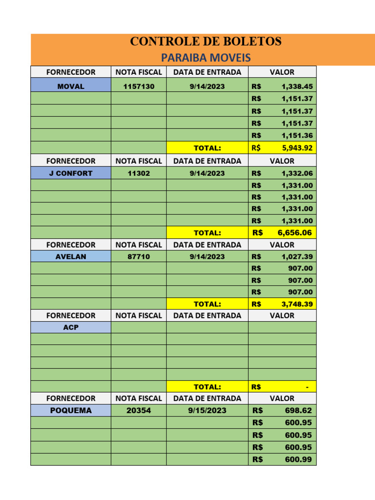 Controle de Boletos | PDF
