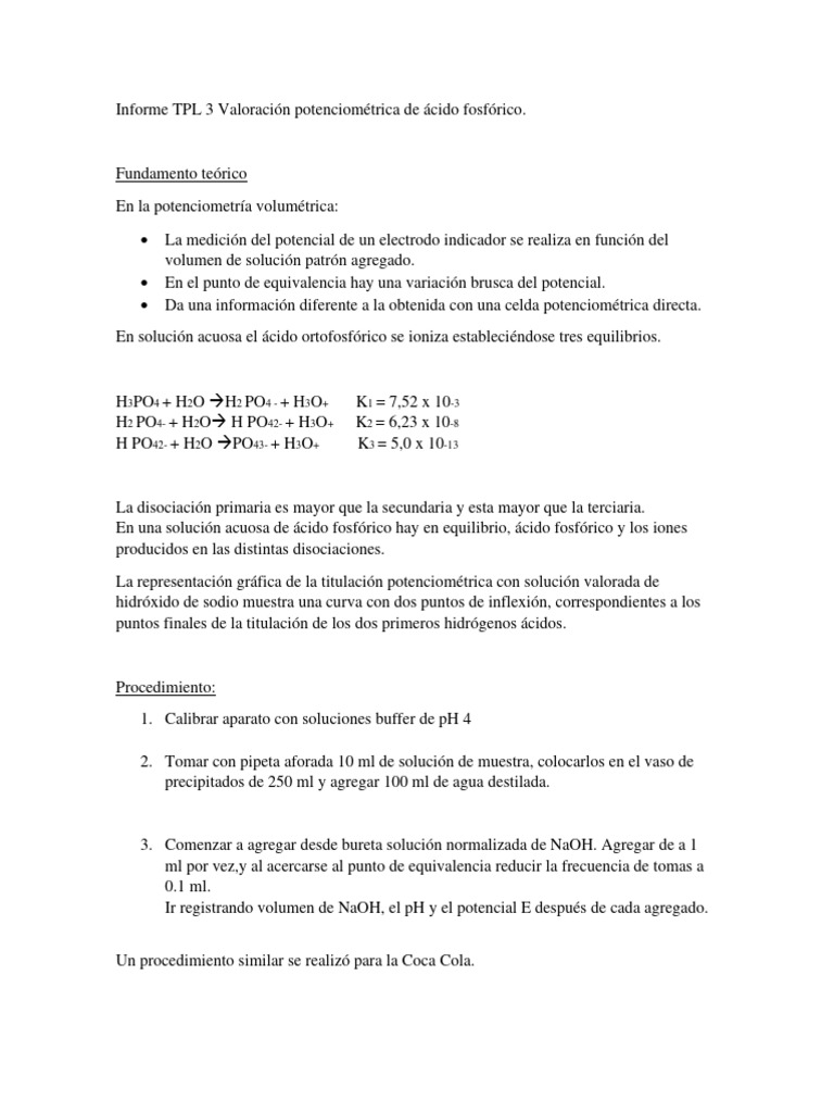 Informe TPL 3 - Analitica | PDF | Valoración | Química