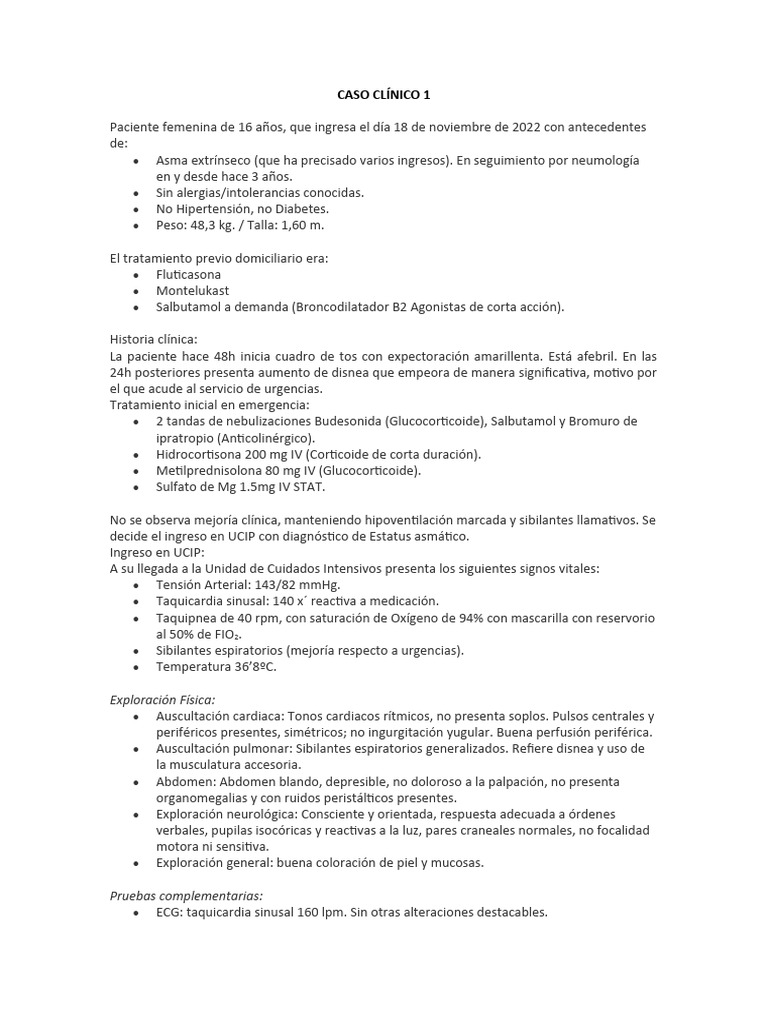 Caso Clínico Estatus Asmático | PDF | Asma | Tos