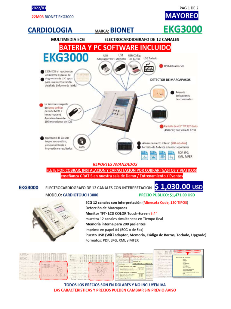 22M03 Bionet Ekg3000 | PDF | Equipo de oficina | Electrónica