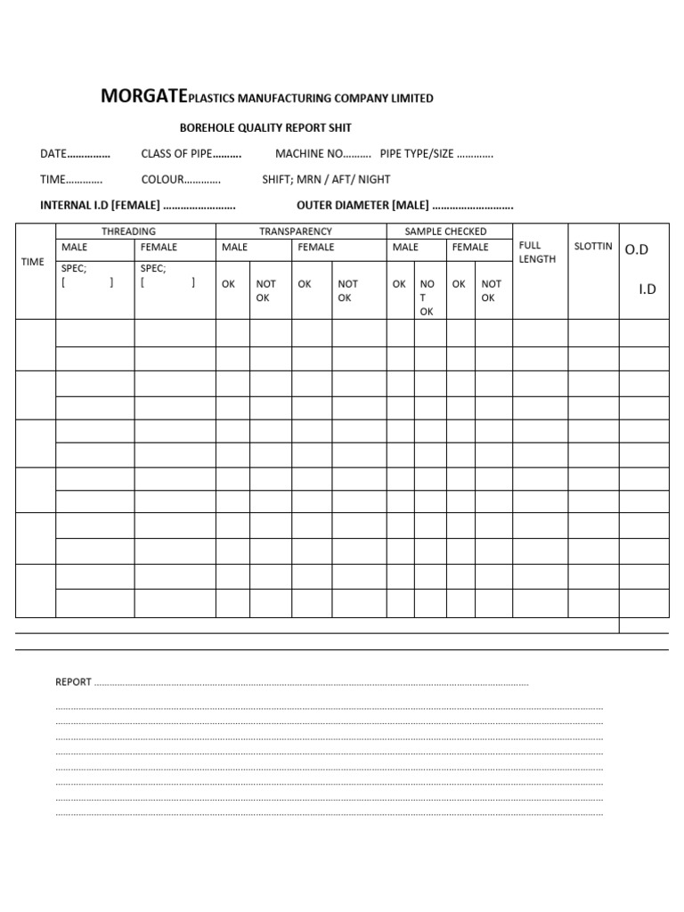Bore Report | PDF | Mechanical Engineering | Manufactured Goods