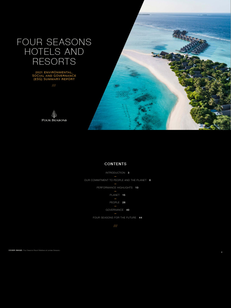 Four Seasons 2021 ESG Summary Report | PDF | Sustainability | Recycling