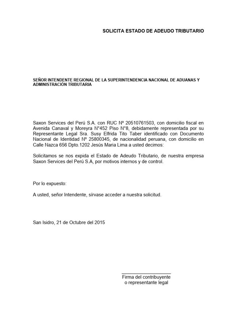 Solicitud Estado de Adeudo Tributario | PDF