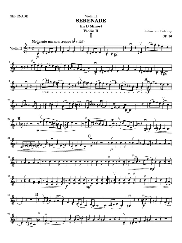 Beliczay, Gyula (Julius Von) - Serenade For String Orc. Violin 2. | PDF