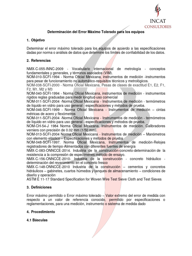 Determinación Del Error Máximo Tolerado | Descargar gratis PDF ...