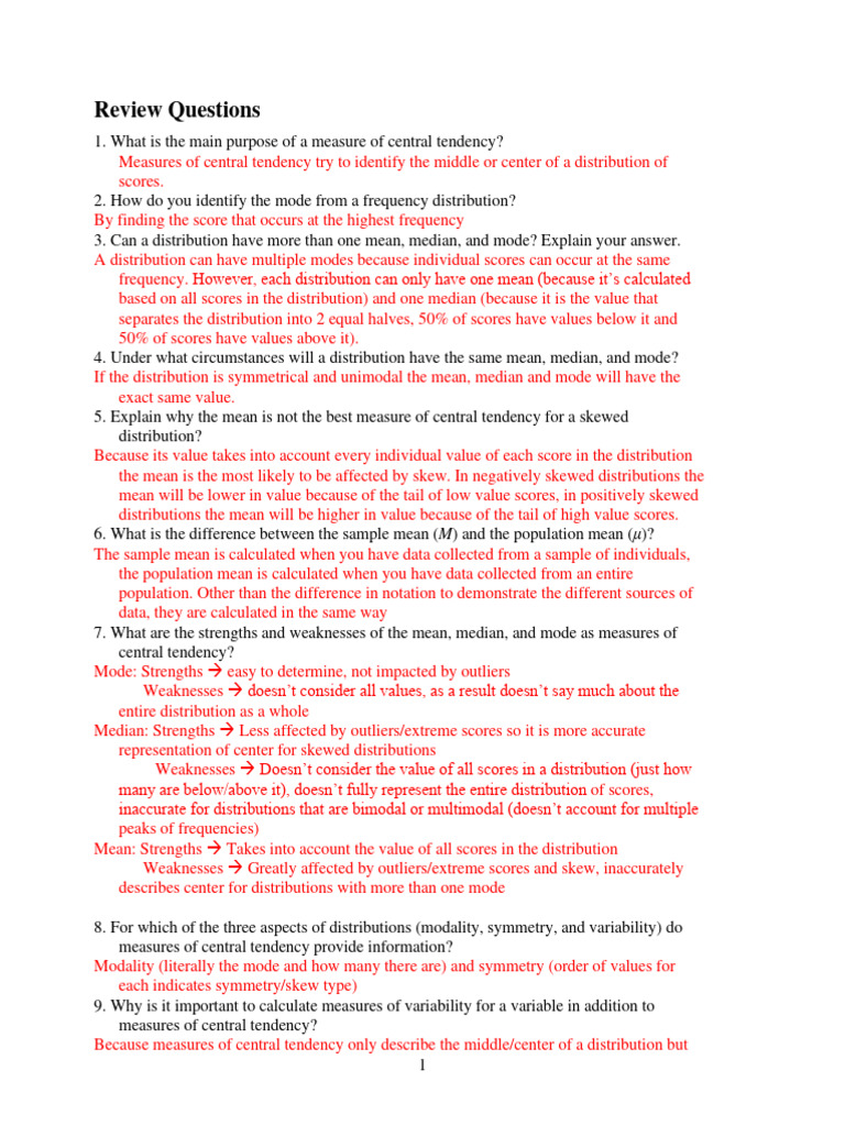 Week 4 Review Activities Solutions Pdf Mode Statistics Bias Of