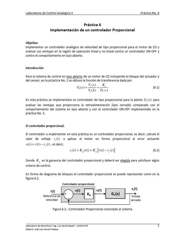 Curso de control practico 6 | PDF | Amplificador operacional | Electrónica