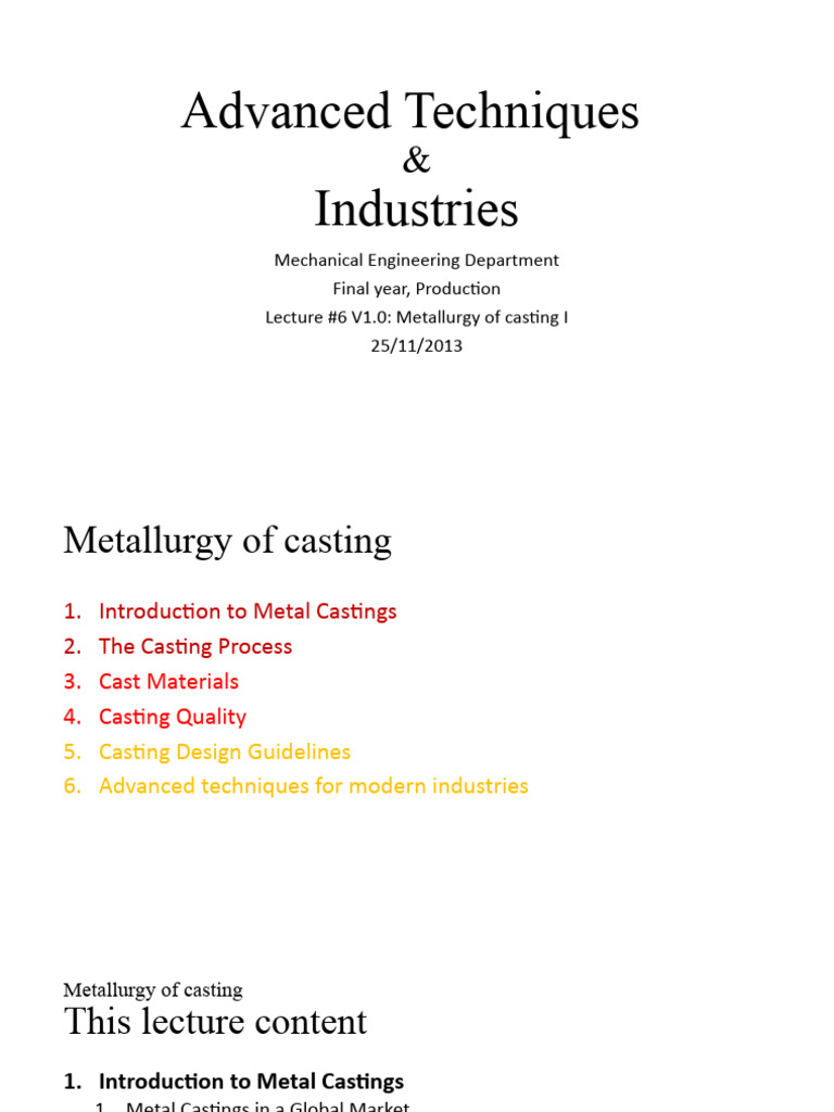 Casting 1 | PDF | Casting | Foundry