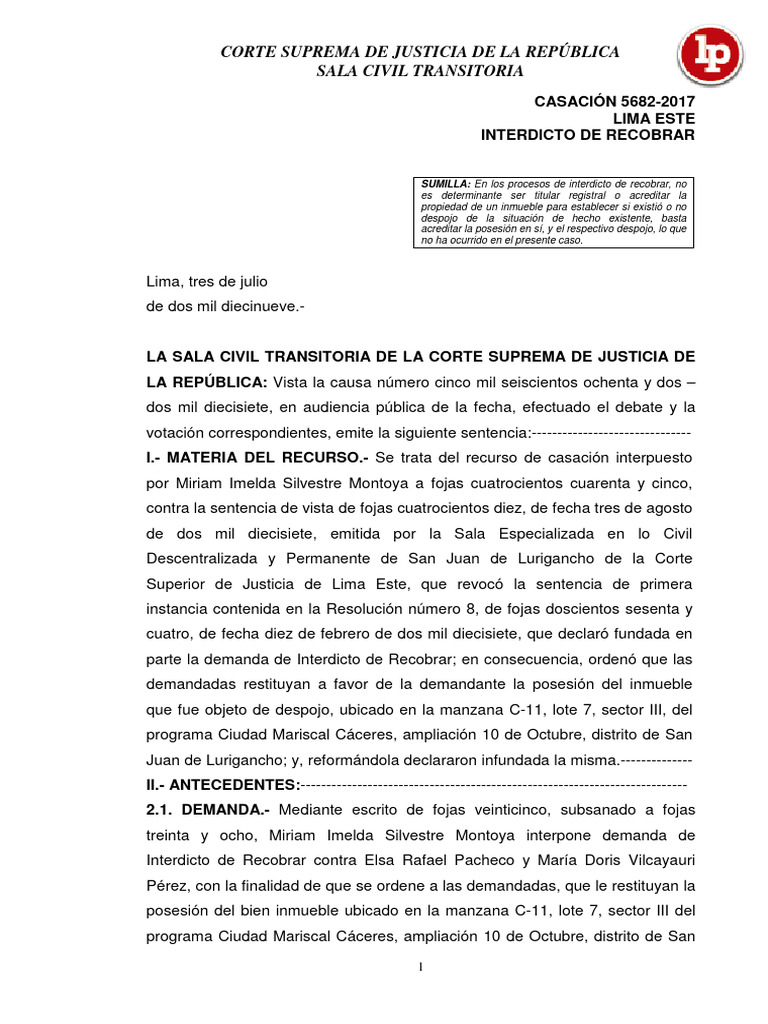 Casacion 5682 2017 Lima Este LPDerecho | PDF | Debido al proceso | Caso ... Casacion 5682 2017 Lima Este LPDerecho | PDF | Debido al proceso | Caso ...