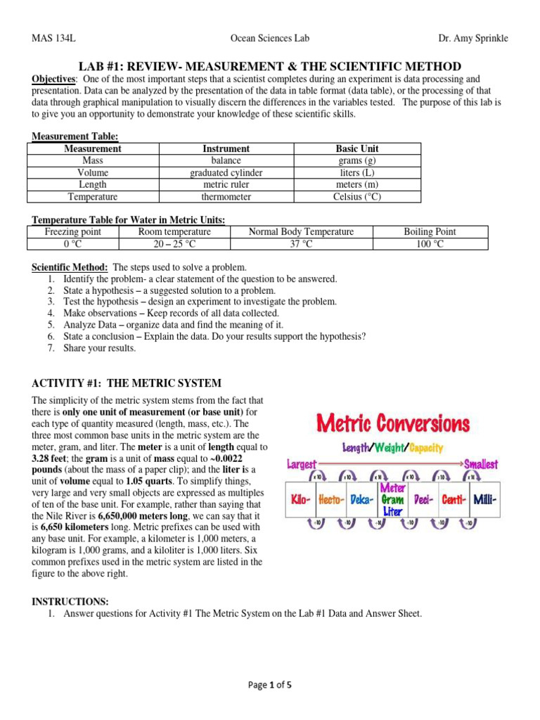 Ocean Sciences Lab: Measurement & Methods | PDF | Experiment | Insects