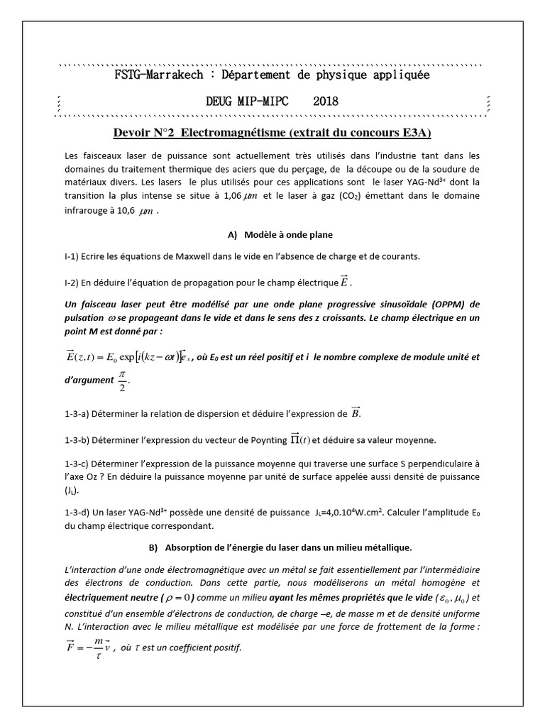 Devoir Electro 2018 | PDF