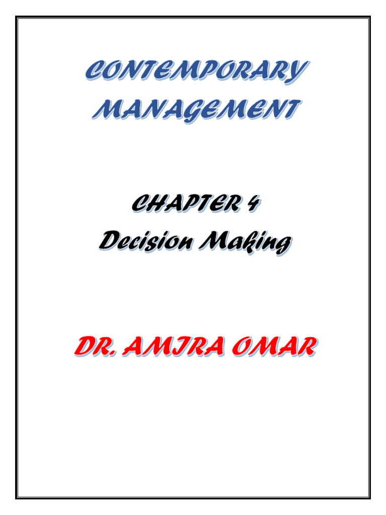 Capter 4 Decision Making Lecture Notes 111 Pdf Decision Making Rationality