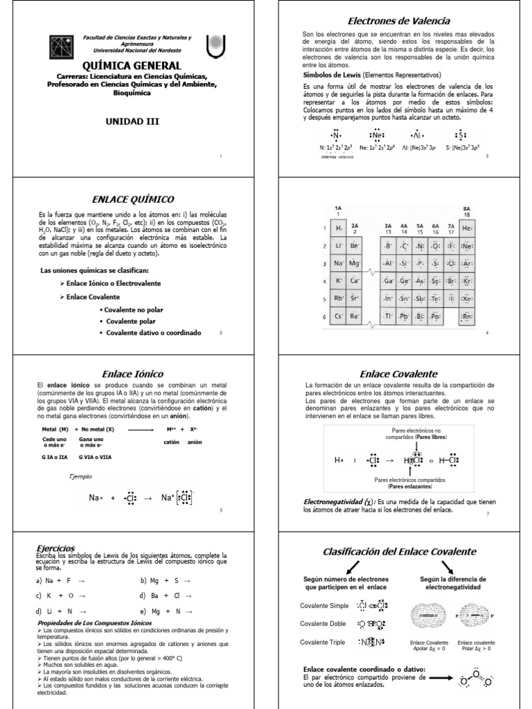 Quimica General Enlaces Quimicos | PDF | Enlace químico | Enlace covalente