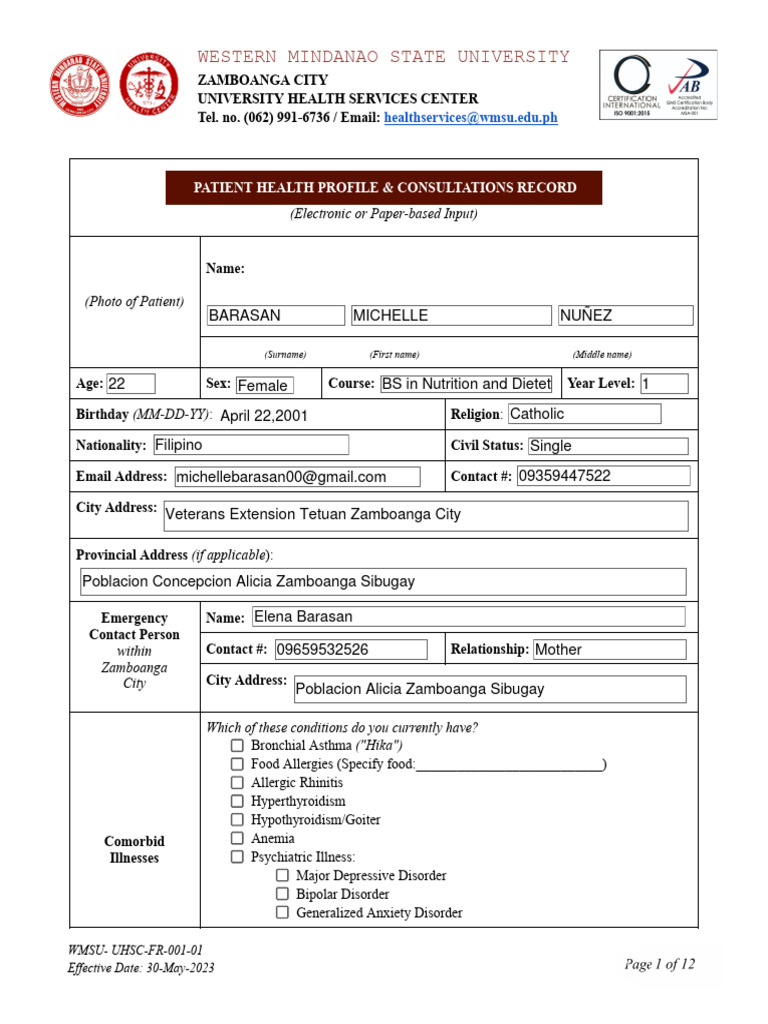 Barasan, Michelle - UHS Patient Record | PDF | Hypertension | Chronic ...