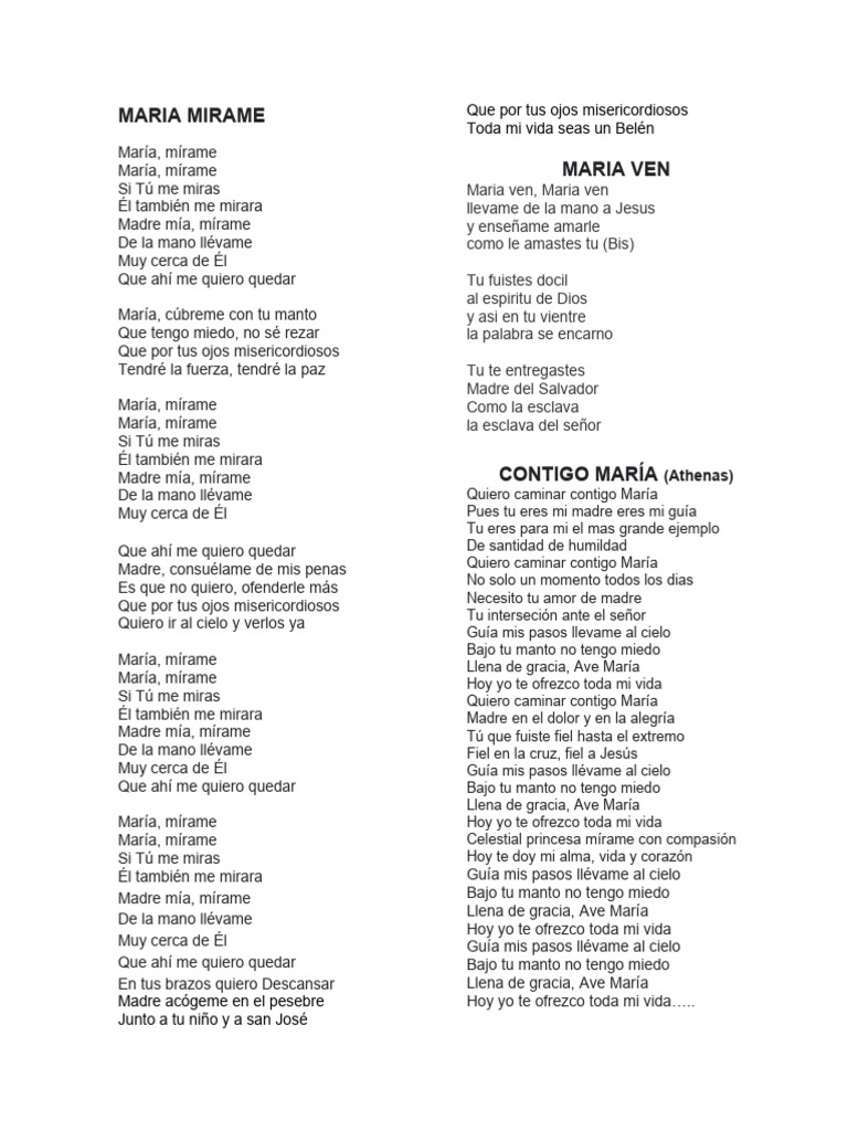 Canciones A Maria | PDF | María, madre de Jesús | Oración