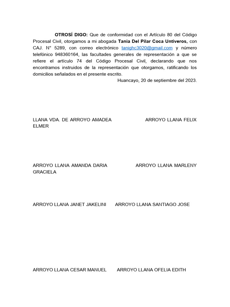Poder Notarial de Representación Legal | PDF