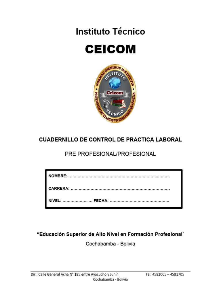 Cuadernillo de Control de Practica Laboral | PDF