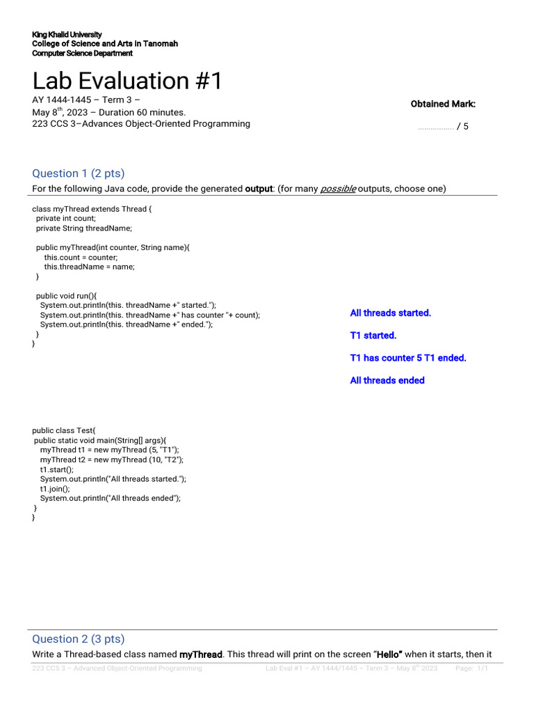 223 Lab Eval 1AnsweredbyFaisal | PDF