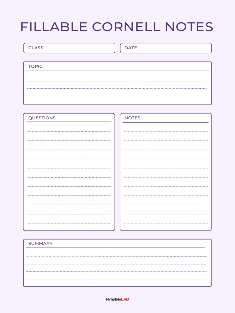 Fillable Cornell Notes Template | PDF