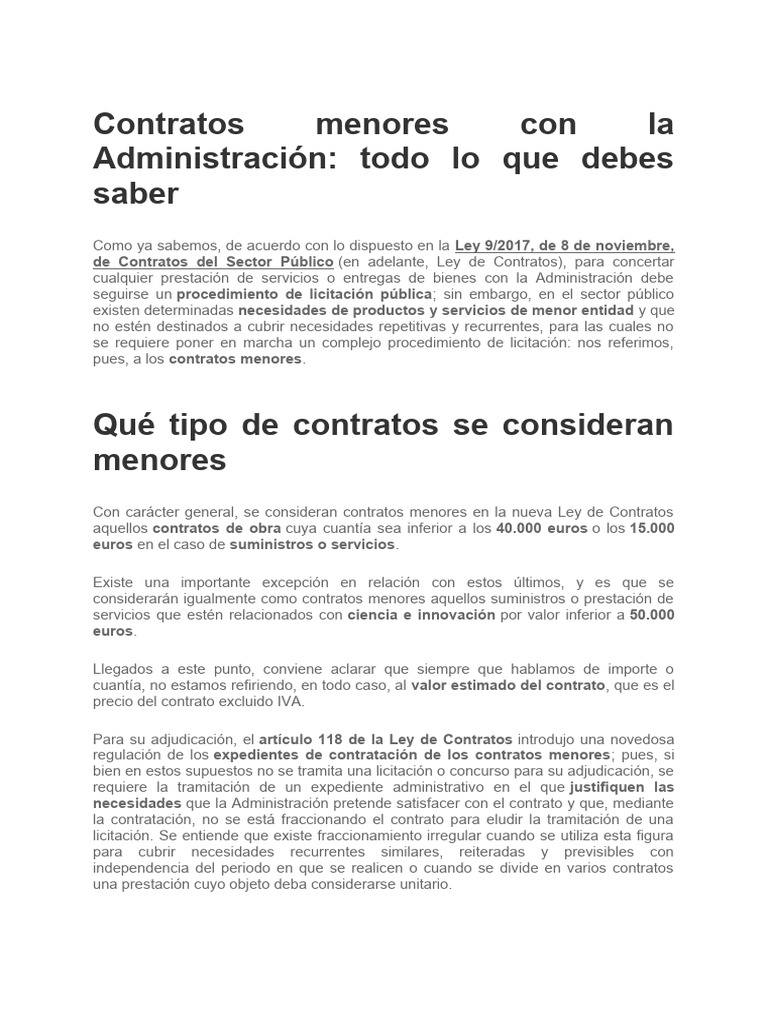 TEMA 19. Contratos Menores | PDF
