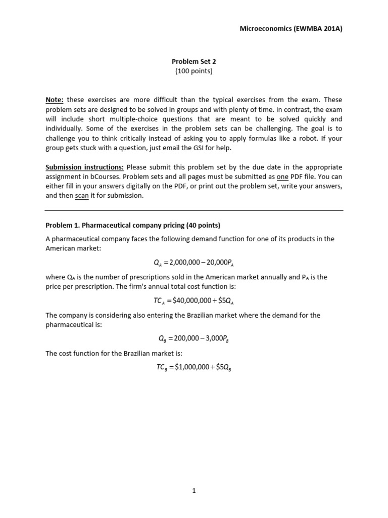 Problem Set 2 | PDF | Demand | Microeconomics