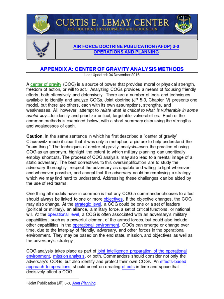 Center of Gravity Analysis Methods | PDF | System | Military Intelligence