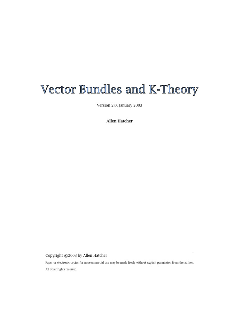 Vector Bundles and K-Theory by Allen Hatcher | PDF