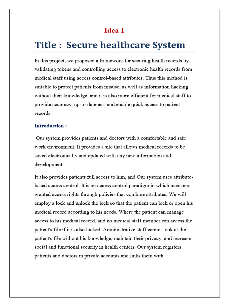 Secure Healthcare System Pdf
