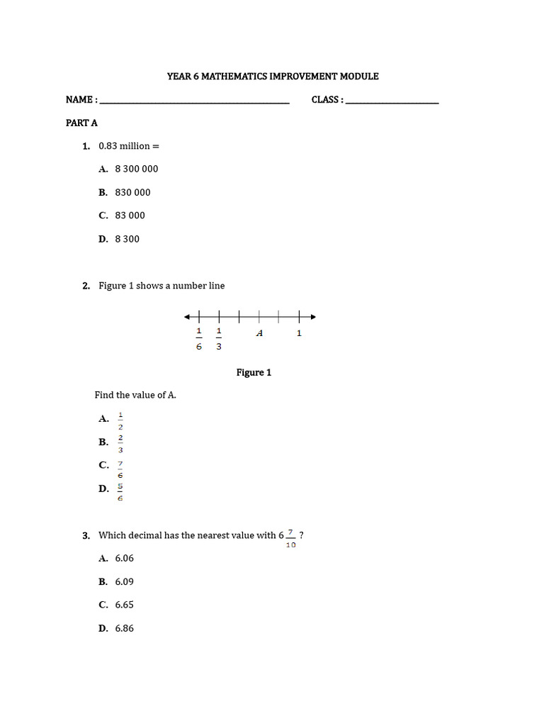 Modul Peningkatan Matematik Tahun 6 - DLP | PDF | Mathematics ...