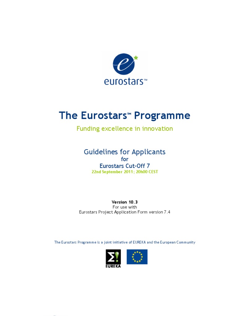 Eurostars Eureka Guidelines For Applicants | PDF | Small And Medium ...