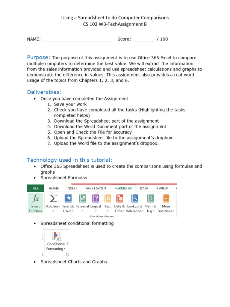 W3 TechAssignmentB SpreadsheetComputerComparision | PDF | Computers ...