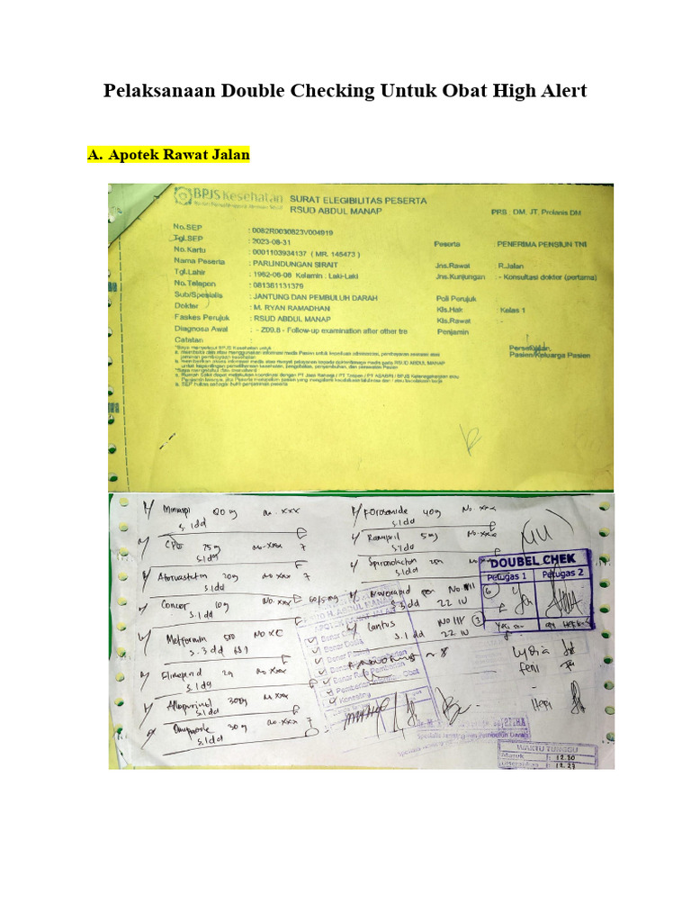 Pelaksanaan Double Checking Untuk Obat High Alert | PDF