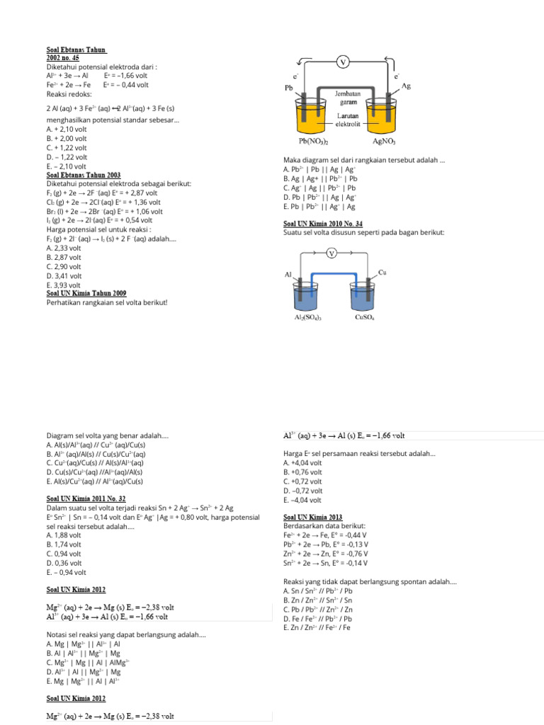 Soal Sel Volta | PDF