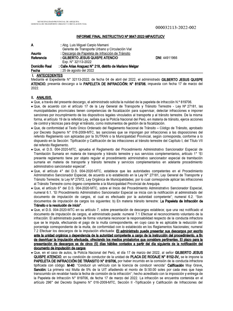 Fuera de Plazo M40 Quispe Atencio | PDF | Licencia de conducir | Multa ... Fuera de Plazo M40 Quispe Atencio | PDF | Licencia de conducir | Multa ...