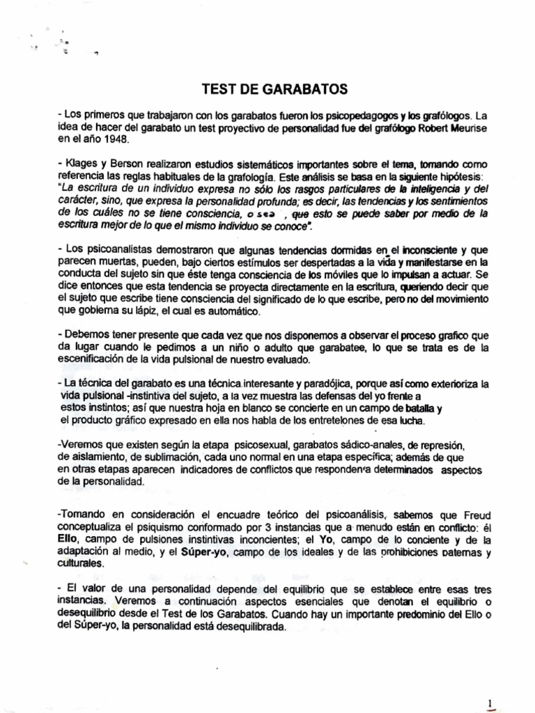 Test de Garabatos | PDF | Carné de identidad | Psicoanálisis