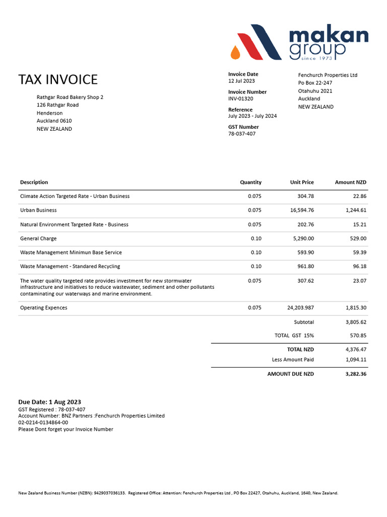 Invoice INV 01320 | PDF | Invoice | Value Added Tax