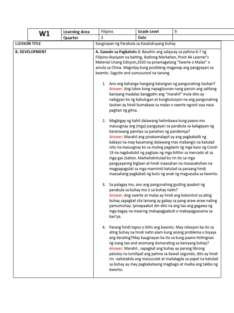 Grade 9 Filipino 3rd Quarter | PDF