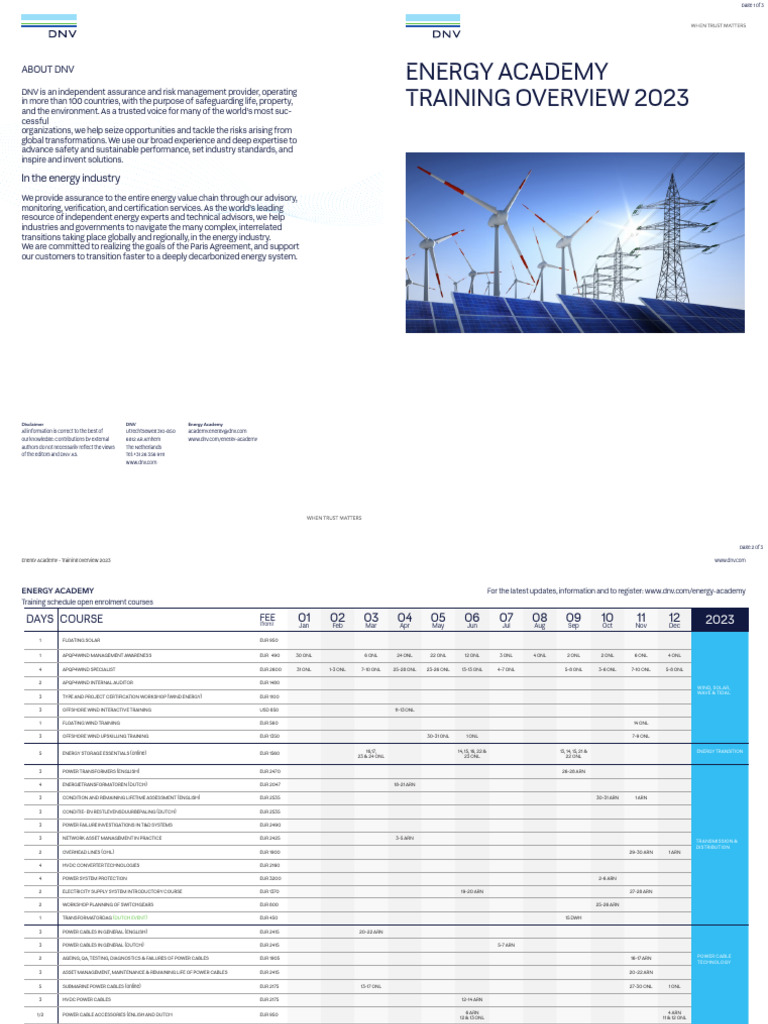 DNV Training Overview 2023 | PDF | Wind Power | Nature